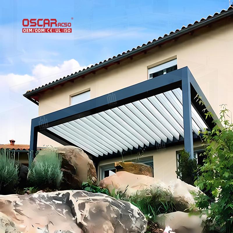 Motorized Waterproof Aluminum Louvered Patio Shade Structure Outdoor ...